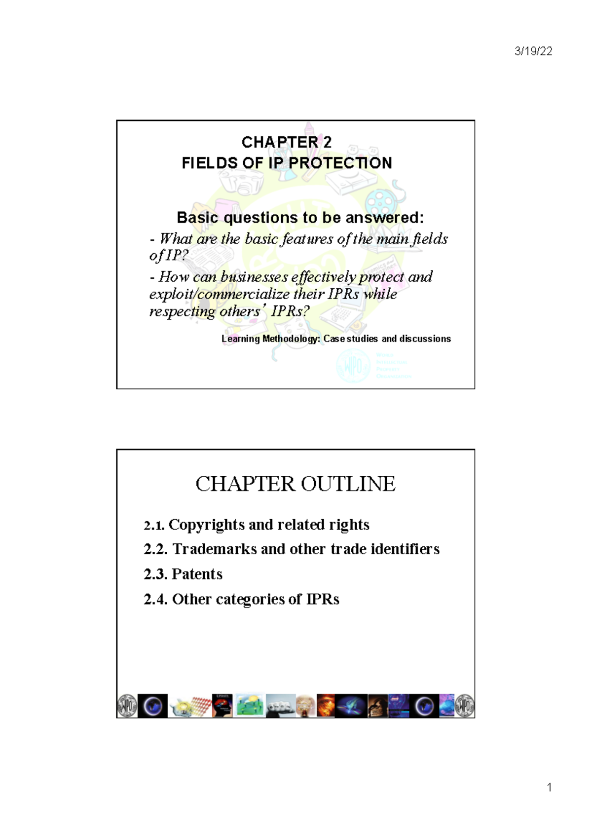 2. IP Chapter 2 1 Student Handout 2022 - CHAPTER 2 FIELDS OF IP ...