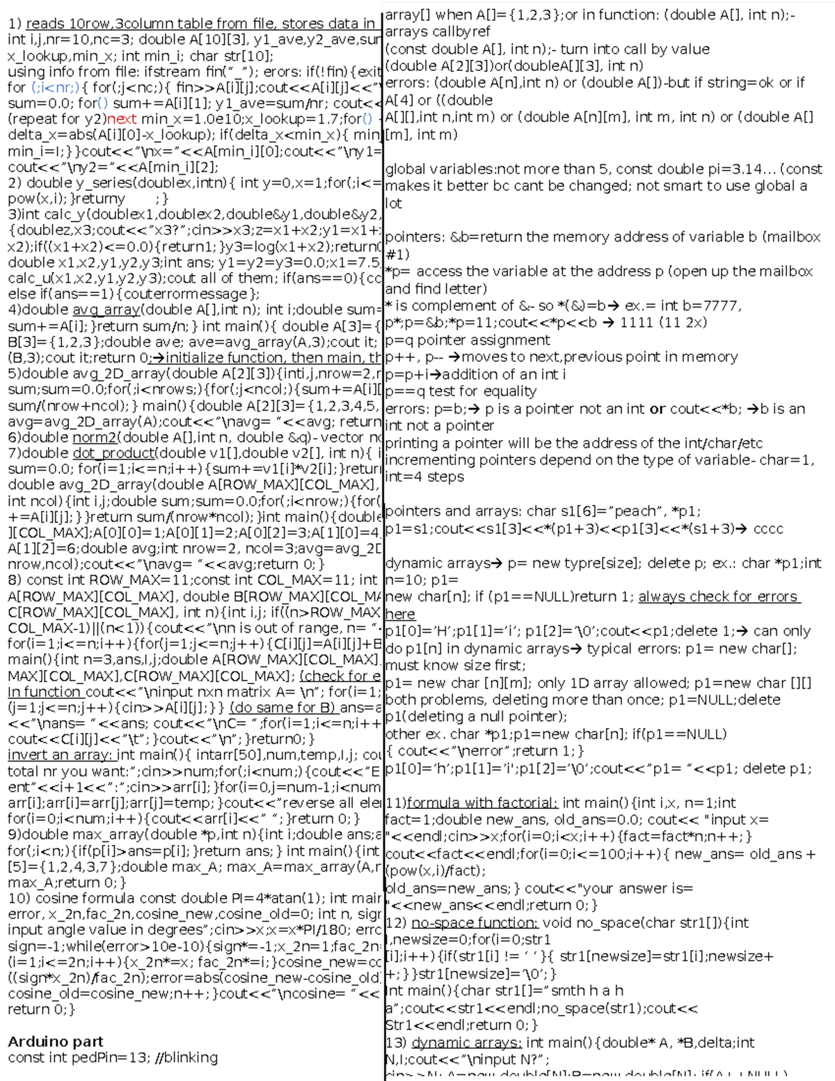 Final cheat sheet - reads 10row,3column table from file, stores data in ...