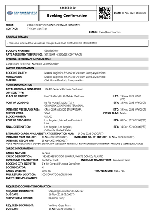 232645748 - only booking maersk - BOOKING CONFIRMATION Booking No ...