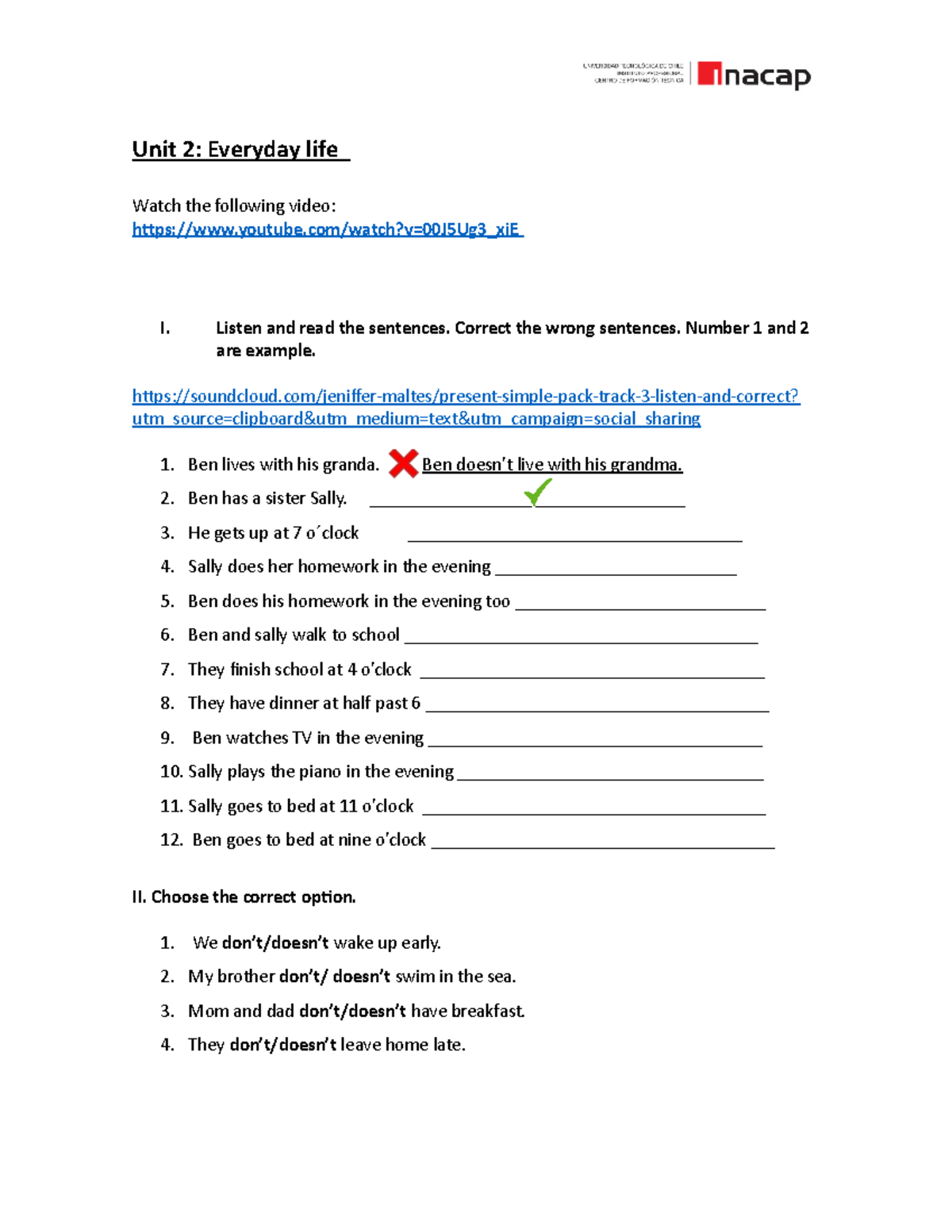 Activity 2 - ggrg - Unit 2: Everyday life Watch the following video ...