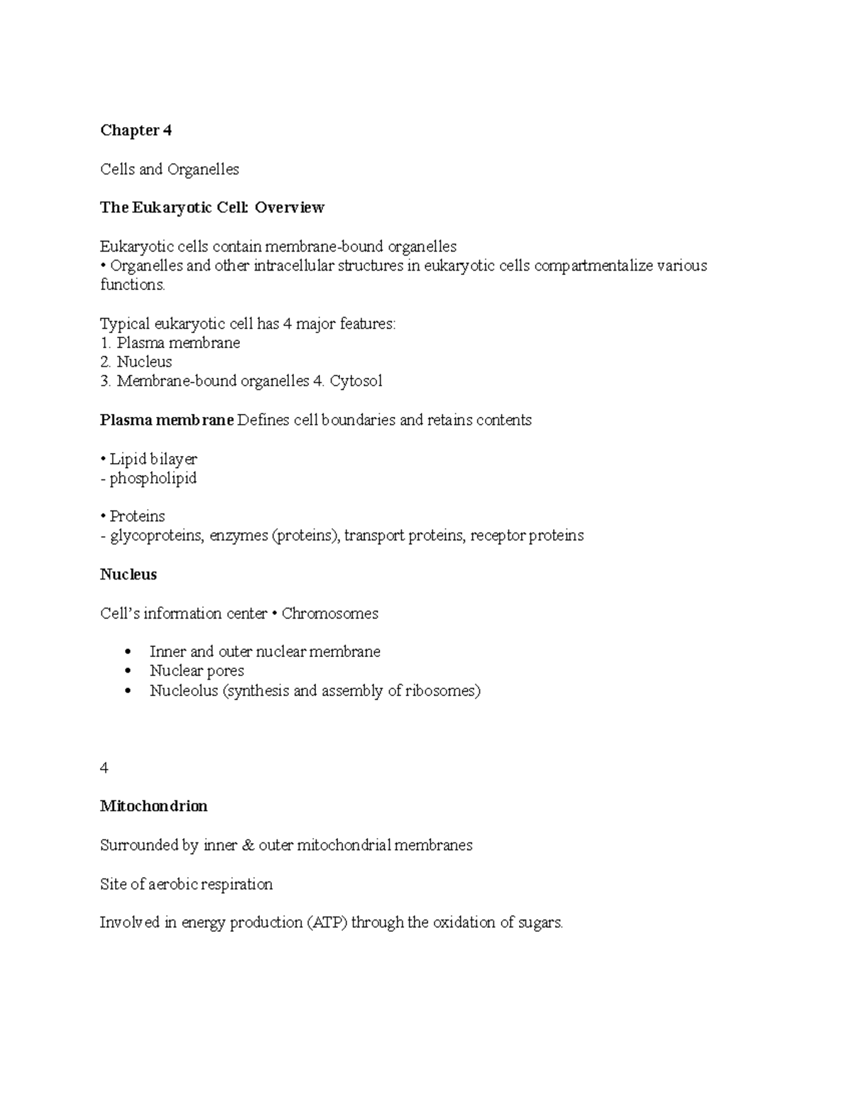 Cell bio ch 4 - Lecture notes 9 - Chapter 4 Cells and Organelles The ...