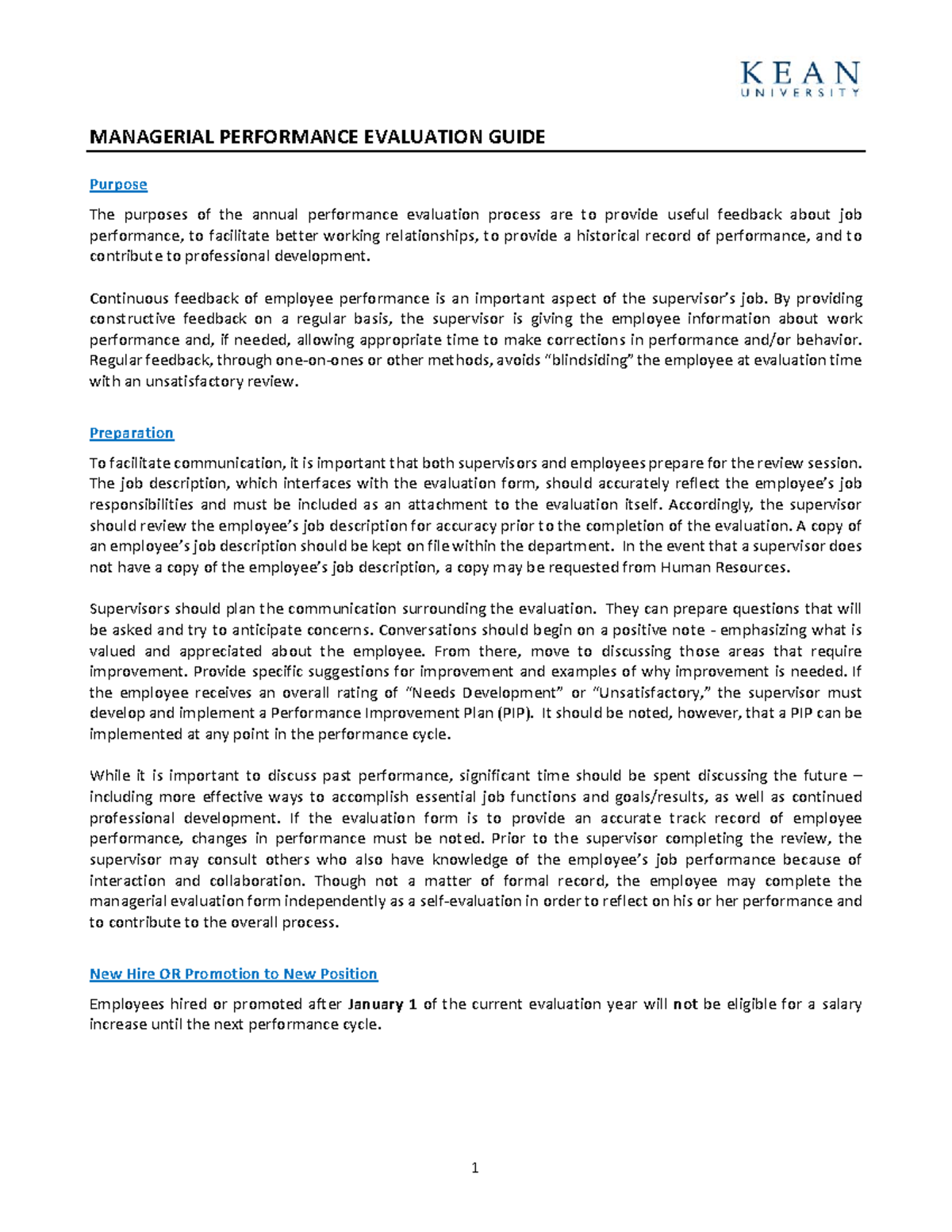 2019 managerial evaluation guide - MANAGERIAL PERFORMANCE EVALUATION ...