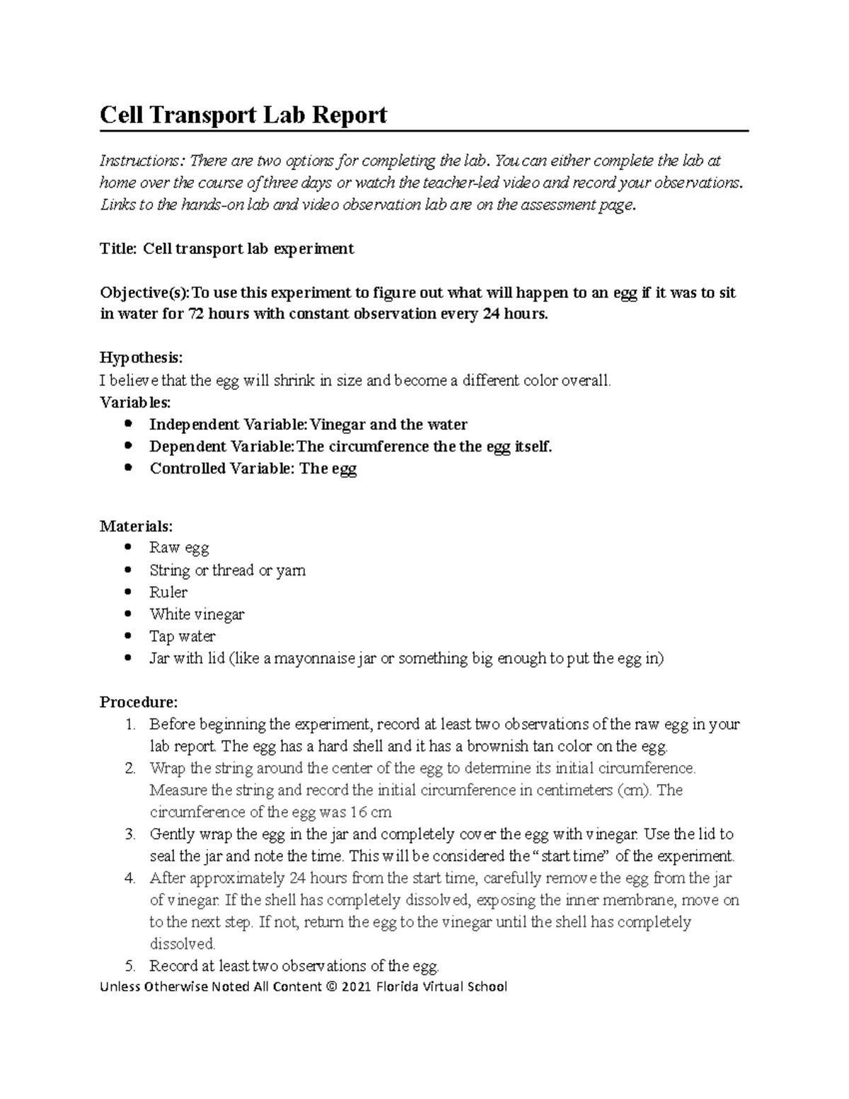 02 04 cell transport lab report - Cell Transport Lab Report ...