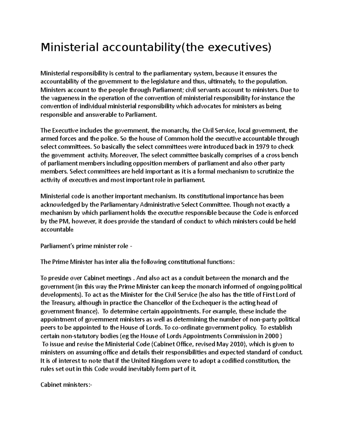 Ministerial accountability (executives) - Ministerial accountability ...