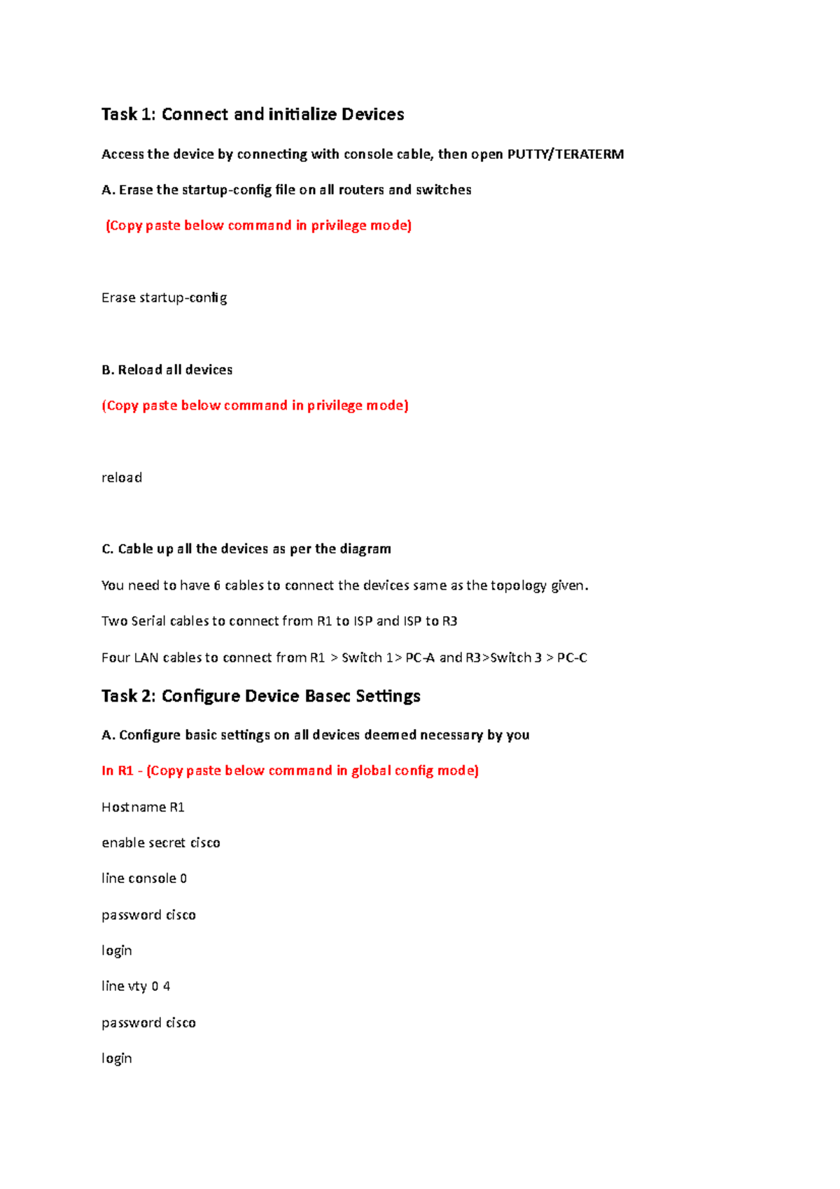 Robert LAB Test Practice(Commands) - Task 1: Connect and initialize ...