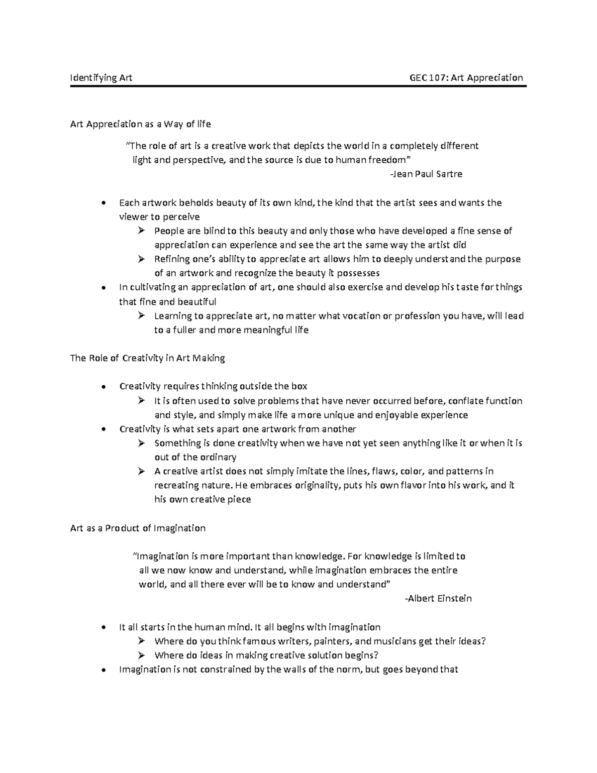 Handouts - lessons - Identifying Art GEC 107: Art Appreciation Art Appreciation as a Way of life ...