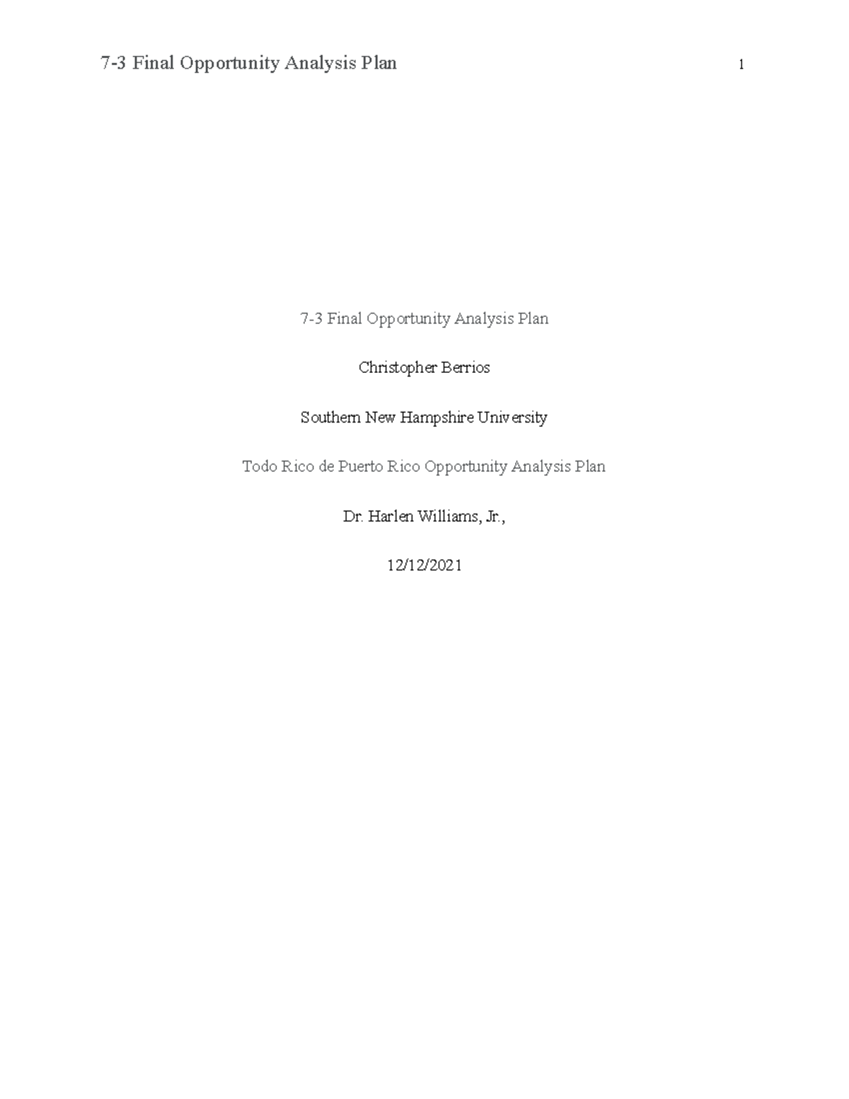 7-3 Final Opportunity Analysis Plan - 7-3 Final Opportunity Analysis ...