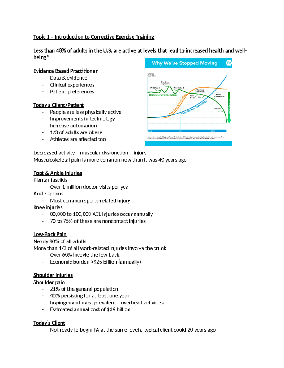 Topic 1 - Intro to Corrective Exercise Training - Topic 1 ...