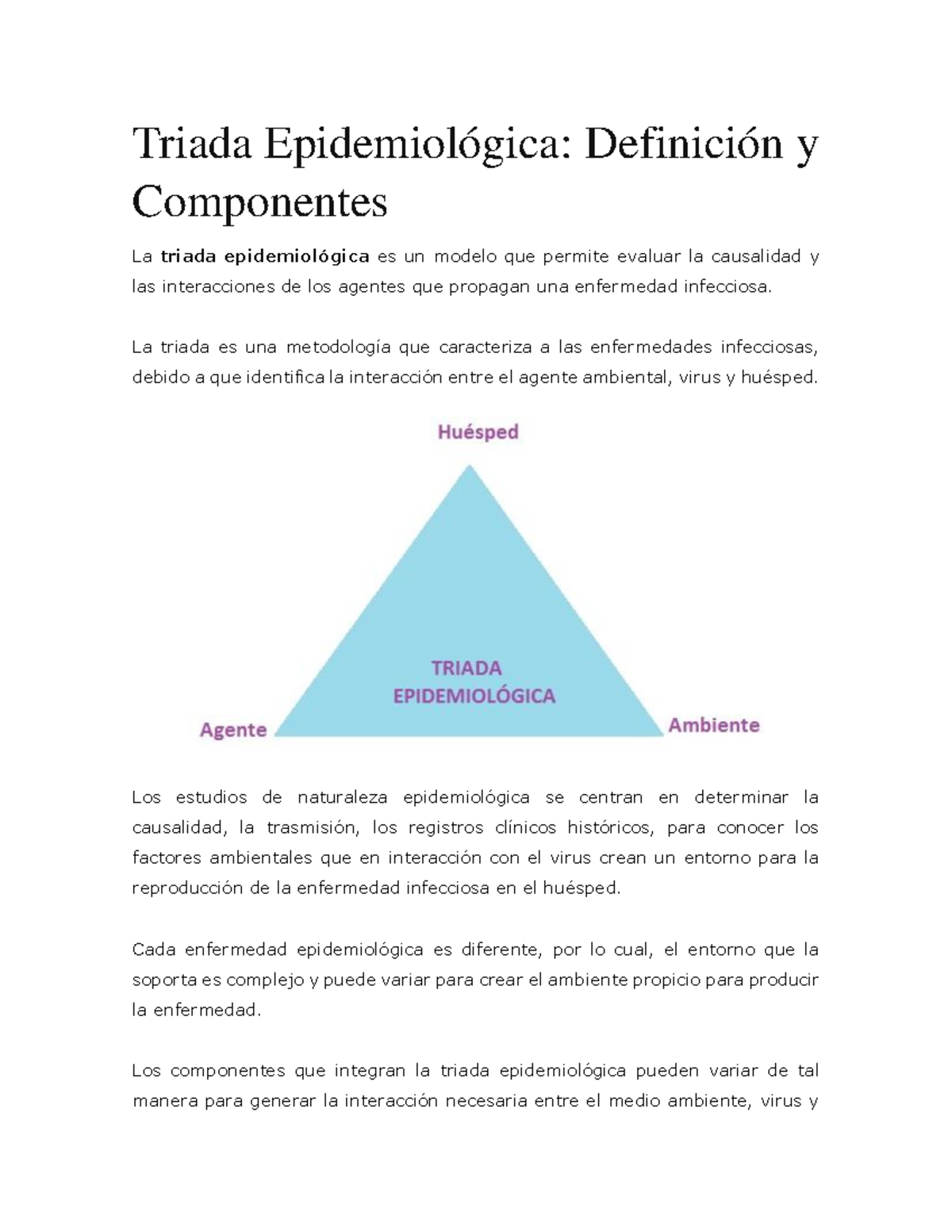 Triada Epidemiológica de salud - Triada Epidemiológica: Definición y ...
