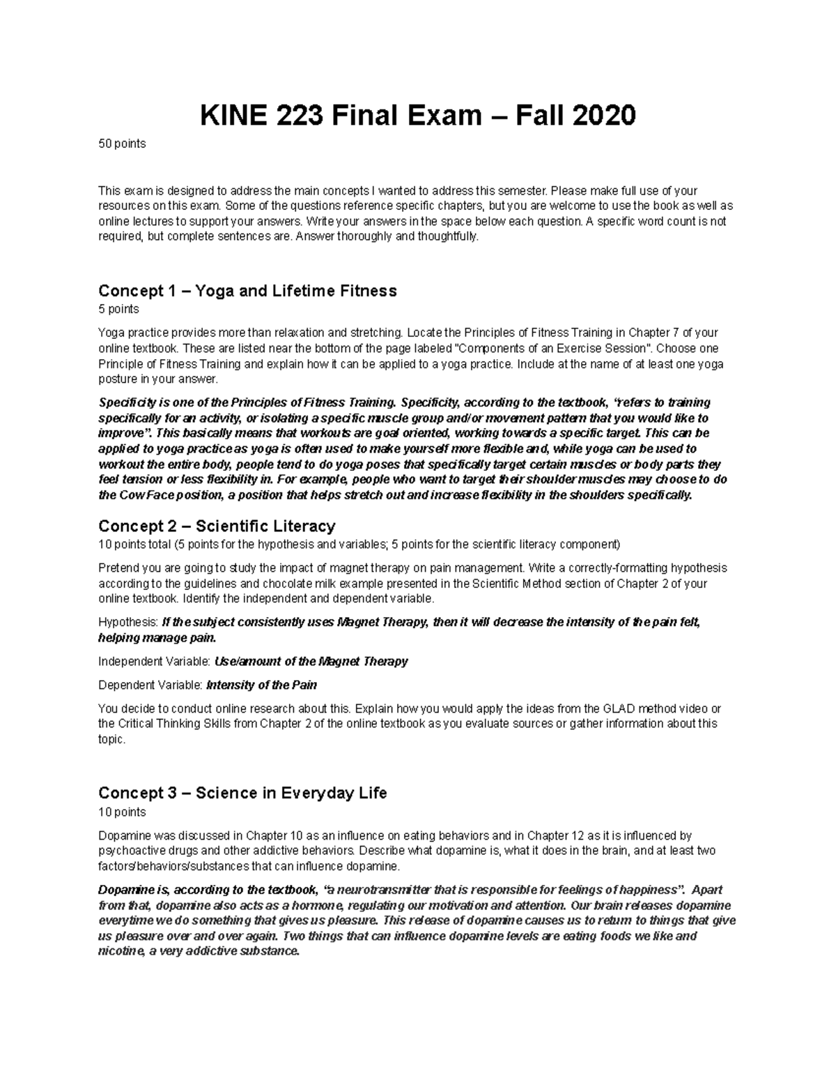 KINE 223 Final Exam – Fall 2020 - KINE 223 Final Exam – Fall 2020 50 ...