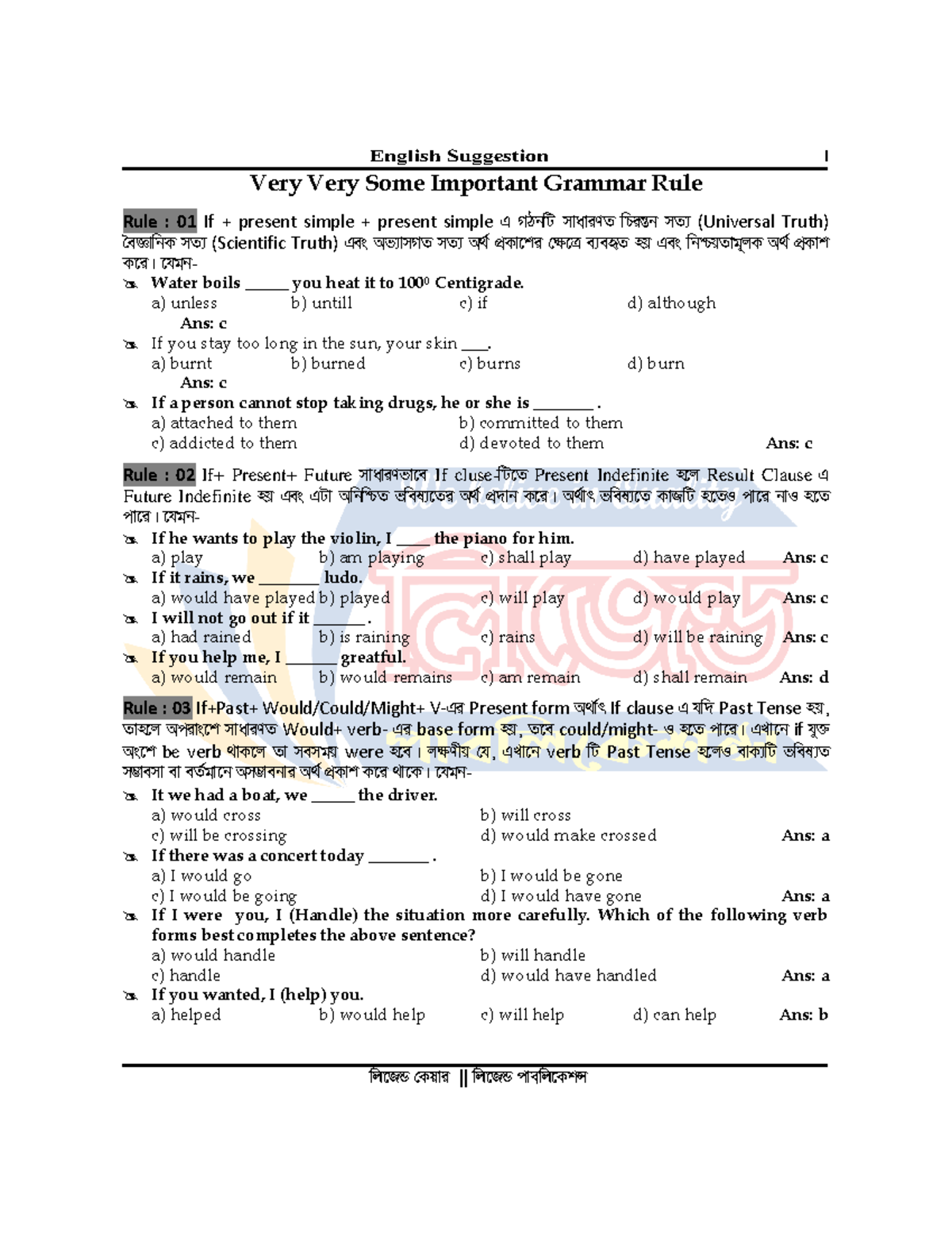 01. English 1-63 - Got - Very Very Some Important Grammar Rule Rule ...