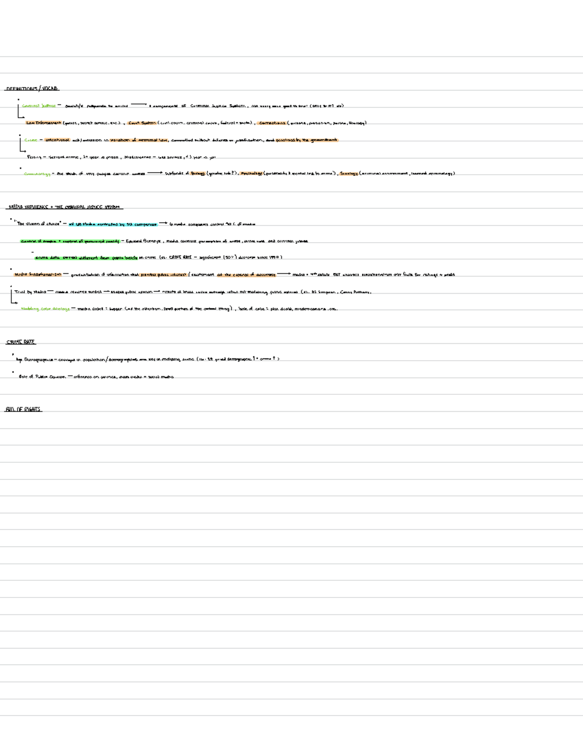 CJ100 Lecture #1 Definitions and Vocab - DEFINITIONS VOCAB • Criminal ...