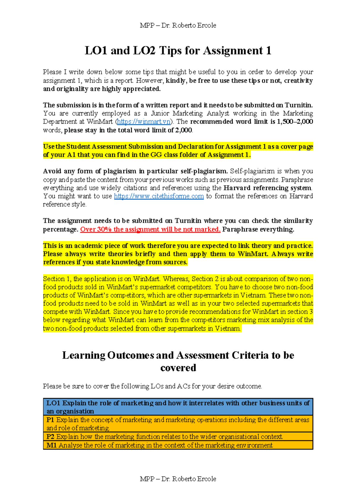 LO12-Tips-for-A1 - ACC - LO1 and LO2 Tips for Assignment 1 Please I ...