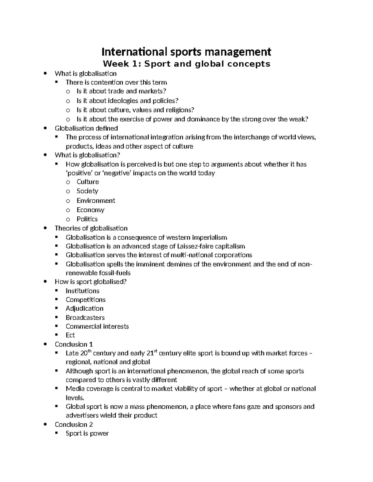 International sports management notes - International sports management ...