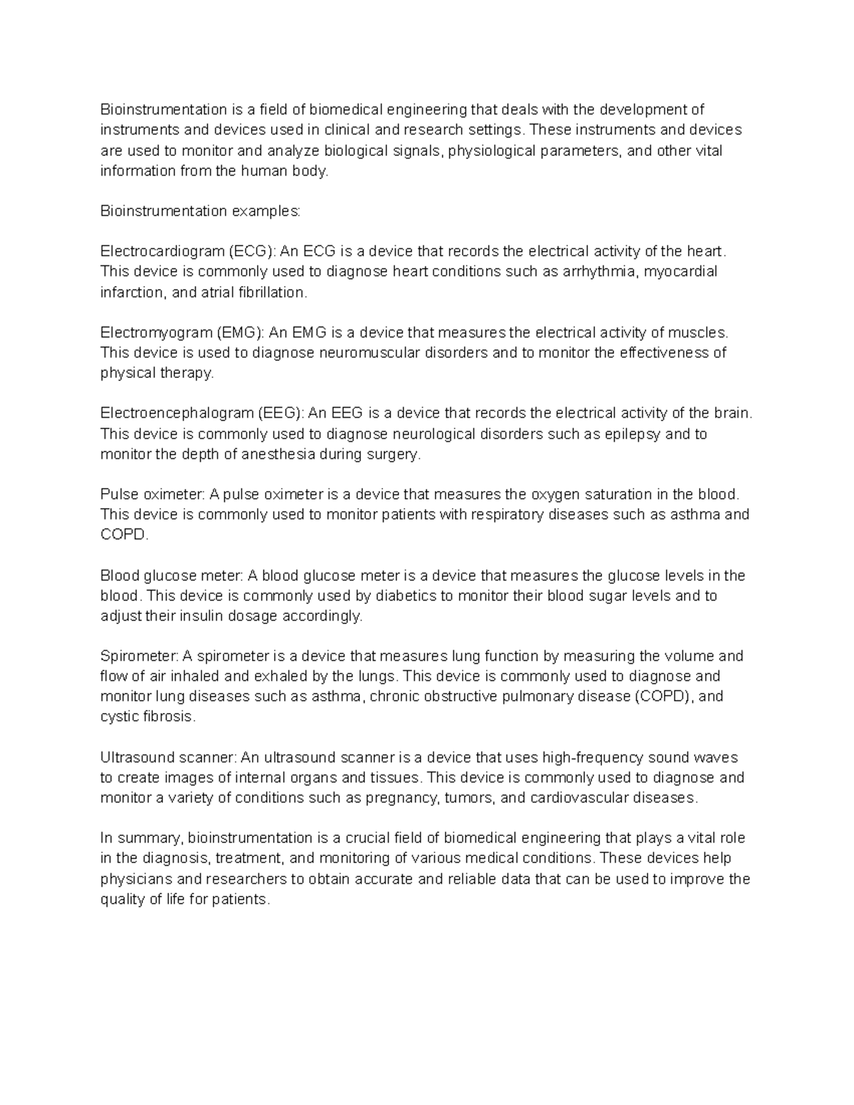 Bioinstrumentation - These instruments and devices are used to monitor ...