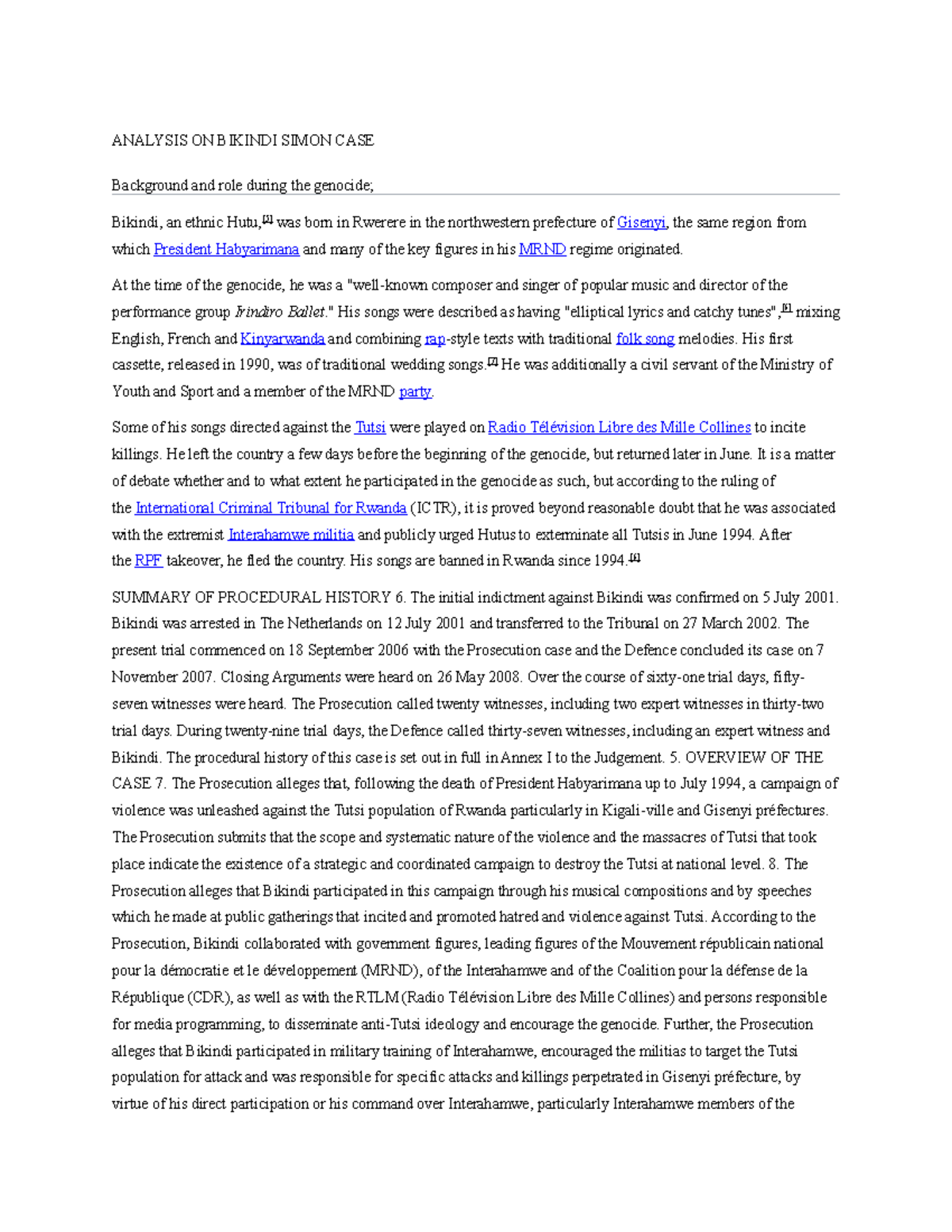 Analysis ON Bikindi Simon CASE Great title! But could you make it even ...