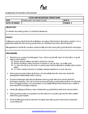 SOP Upselling - Food and Beverage Service - STANDARD OPERATING ...
