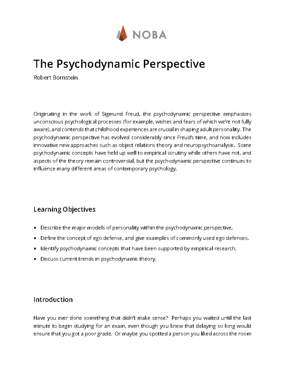1 - The Psychodynamic Perspective- Psych 101 - Psychology - University ...