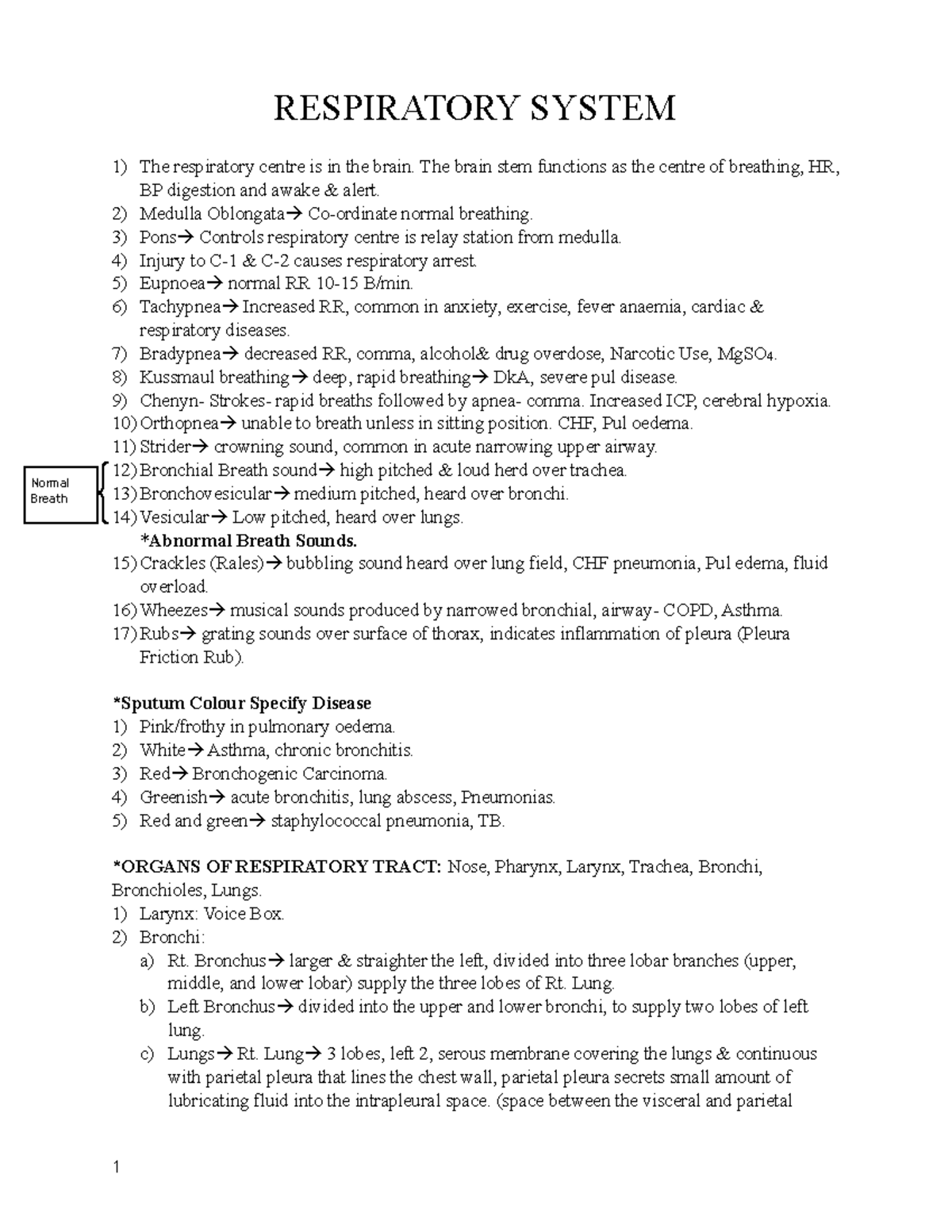 Respiratory System - RESPIRATORY SYSTEM The respiratory centre is in ...