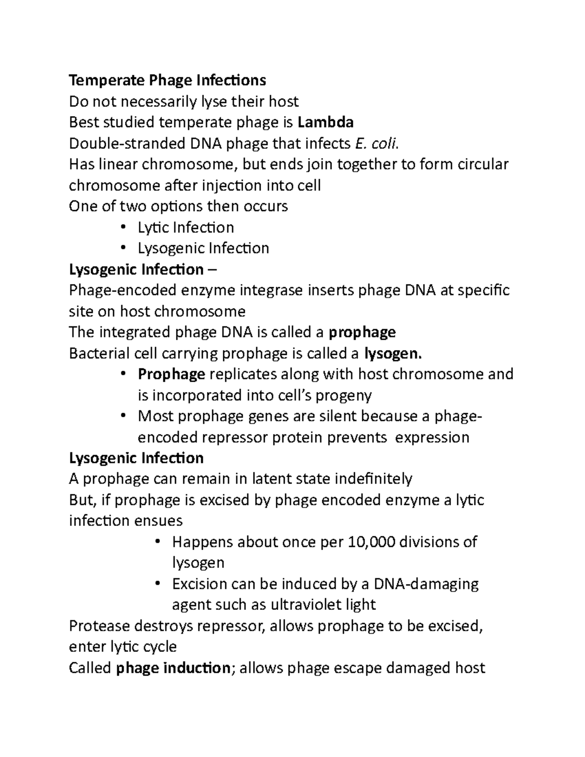 Micro chap13 20-40 - lecture notes - Temperate Phage Infections Do not ...