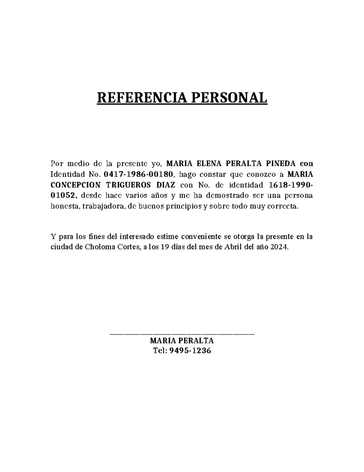 Referencia Personal Diferentes Formatos 3 Hojas - REFERENCIA PERSONAL ...