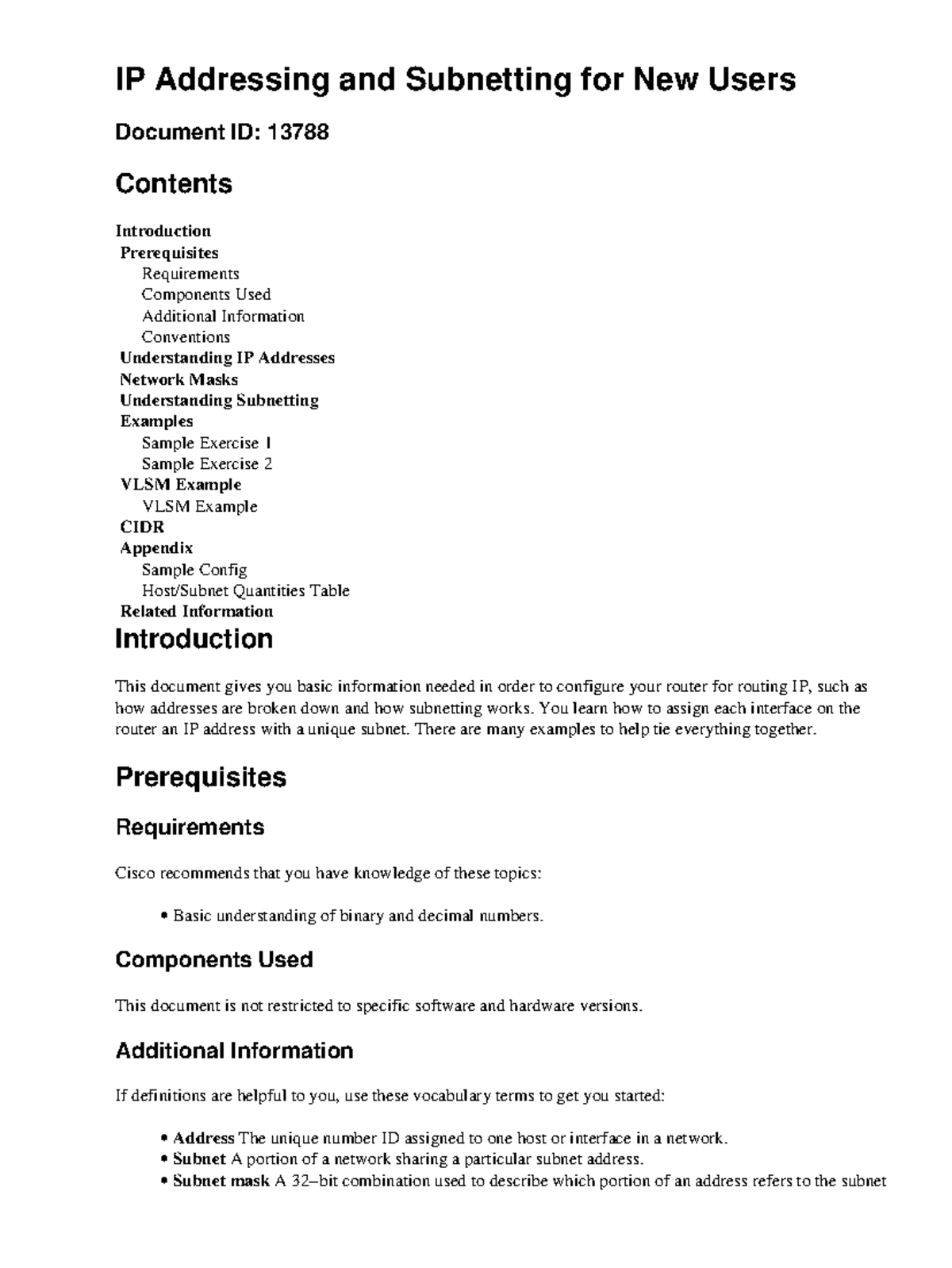 Subneting 56uy56u Ip Addressing And Subnetting For New Users Document Id 13788 Contents
