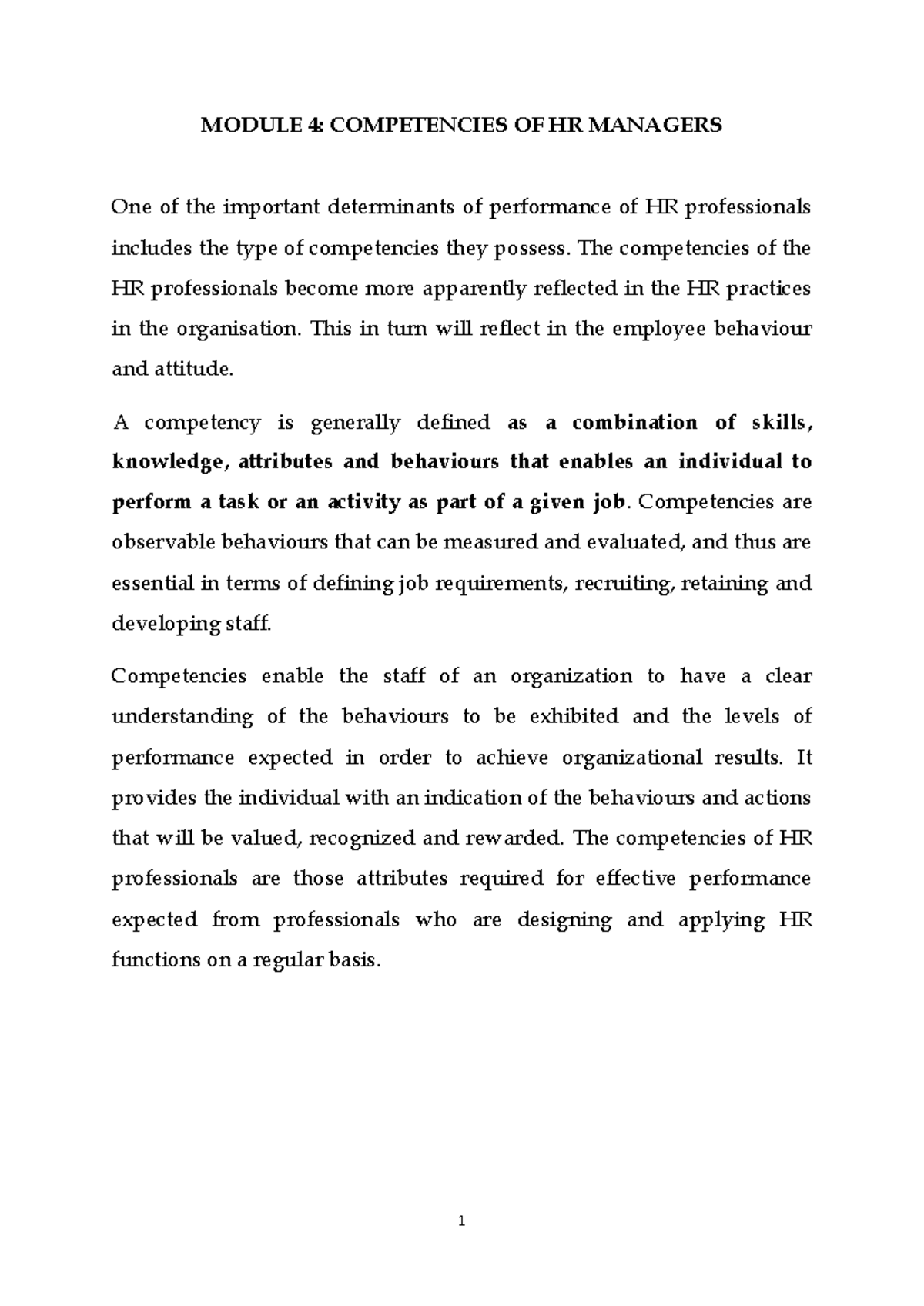 Module 4-HR competencies-2 - Copy - MODULE 4: COMPETENCIES OF HR MANAGERS One of the important ...