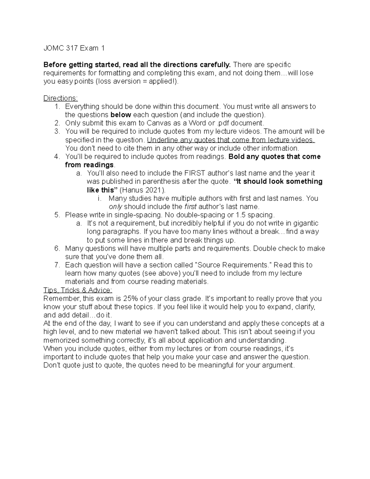 Essay for Exam One - JOMC 317 Exam 1 Before getting started, read all ...