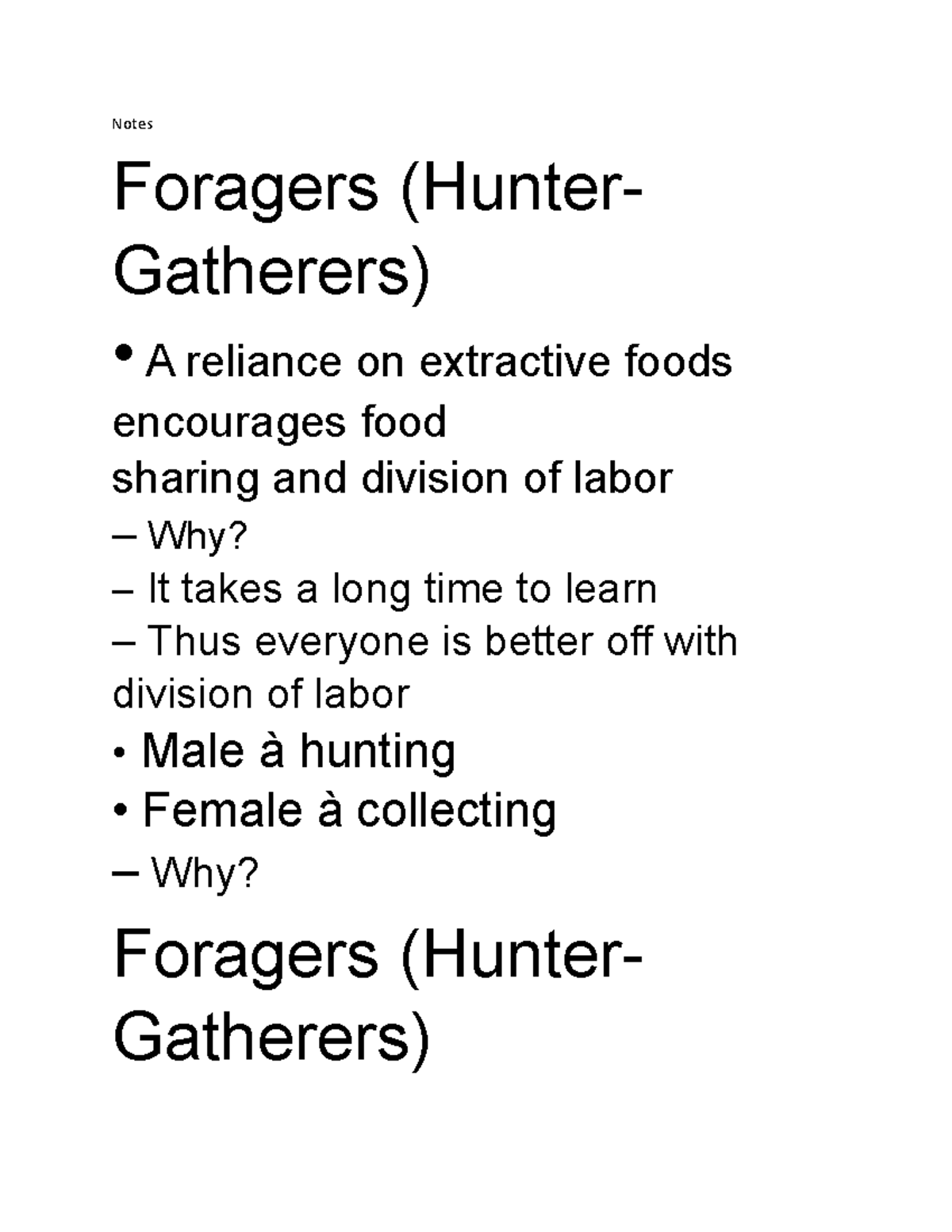 Document 49 - animals - Notes Foragers (Hunter- Gatherers) • A reliance ...