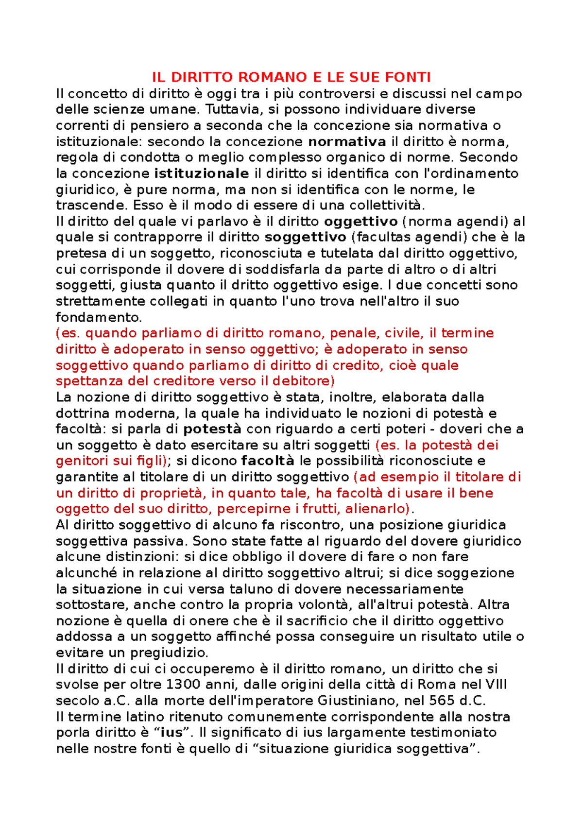 Le fonti del diritto - IL DIRITTO ROMANO E LE SUE FONTI Il concetto di ...