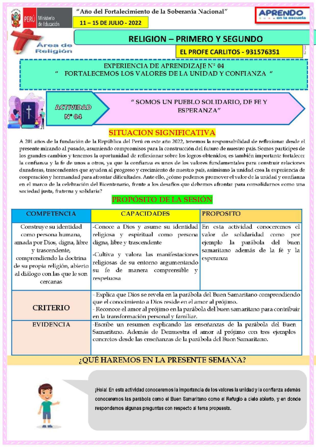 Experiencia DE Aprendizaje 04- Actividad 04- 1ERO Y 2DO - Religion 00001 - Epistemología de la ...
