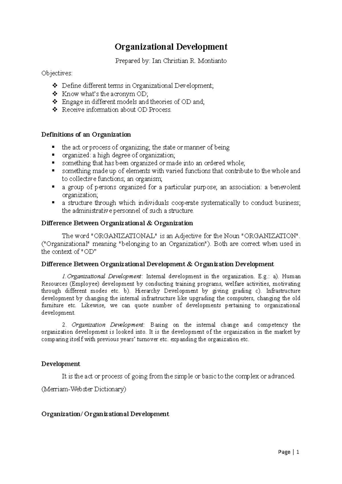 Organizational Development - Human Resource Management - Organizational ...