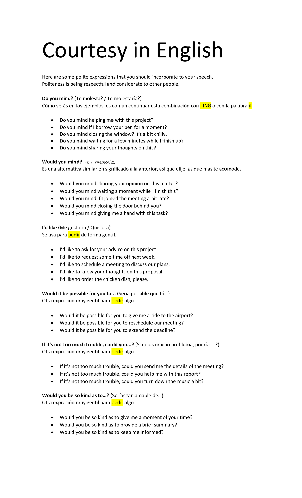 Courtesy in English 241104 222738 - Courtesy in English Here are some ...