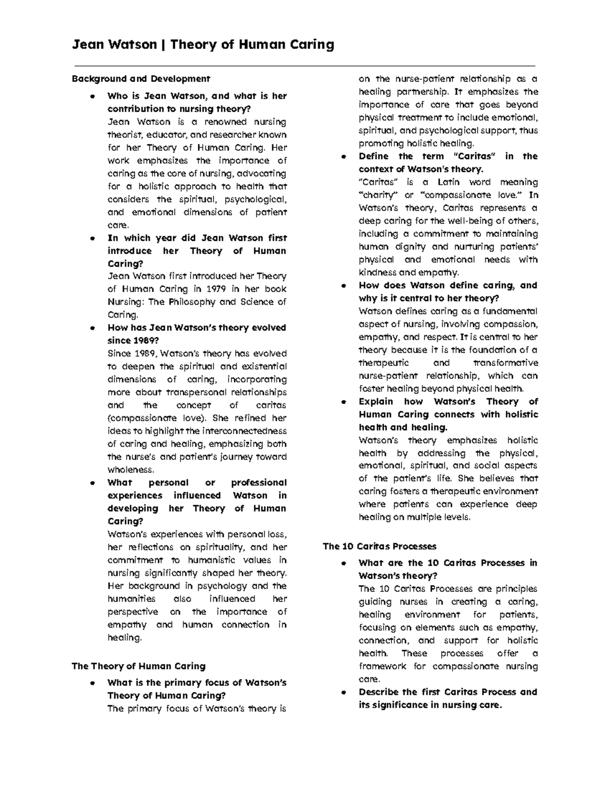 Jean Watson Theory of Human Caring - Background and Development Who is ...