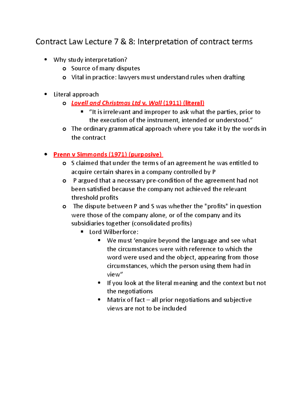 interpretation of contract terms - Contract Law Lecture 7 & 8 ...