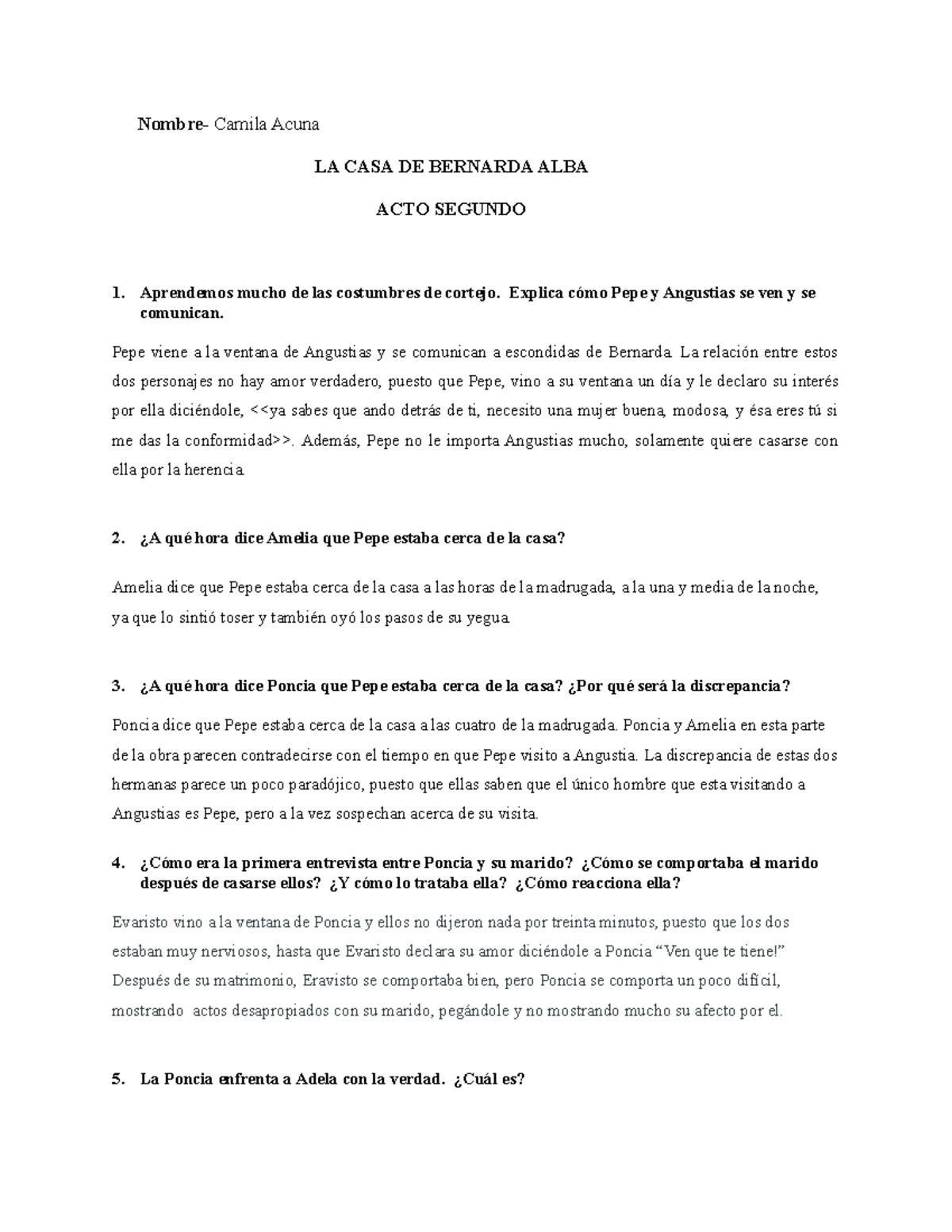 Study questions Bernarda Dia 2 spring 2016 - Nombre- Camila Acuna LA ...