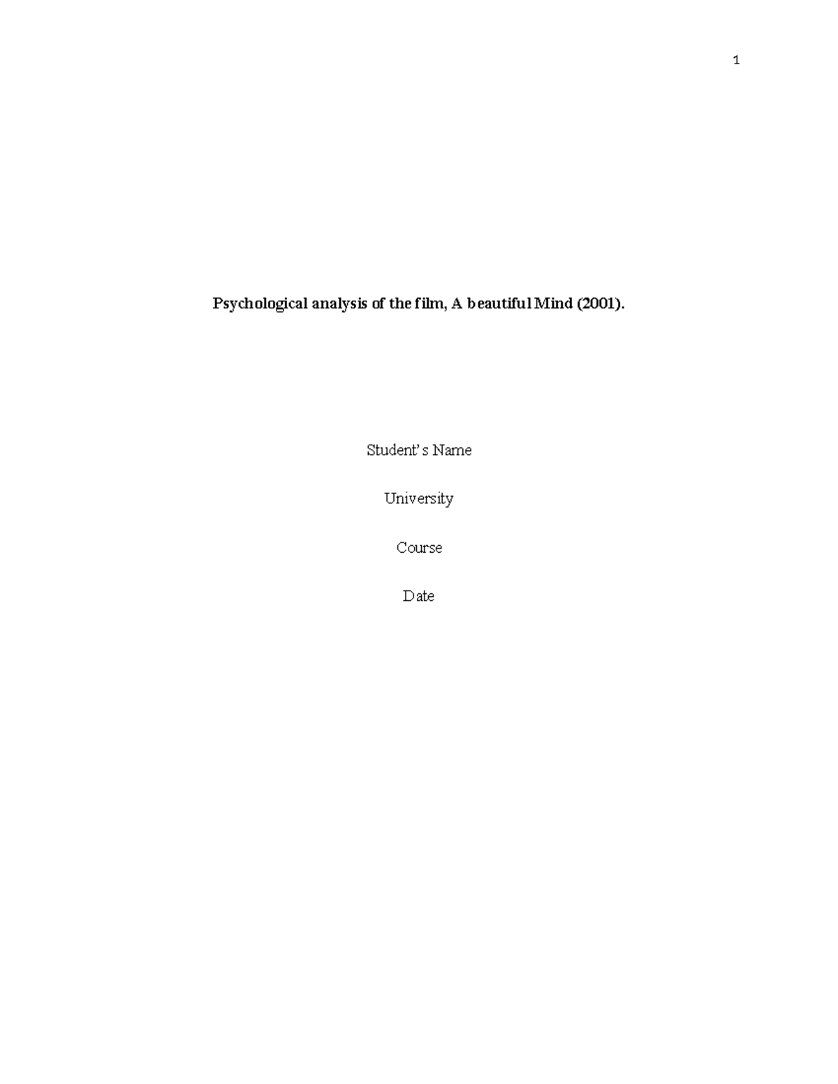 A Beautiful Mind Film Analysis - Psychological analysis of the film, A ...