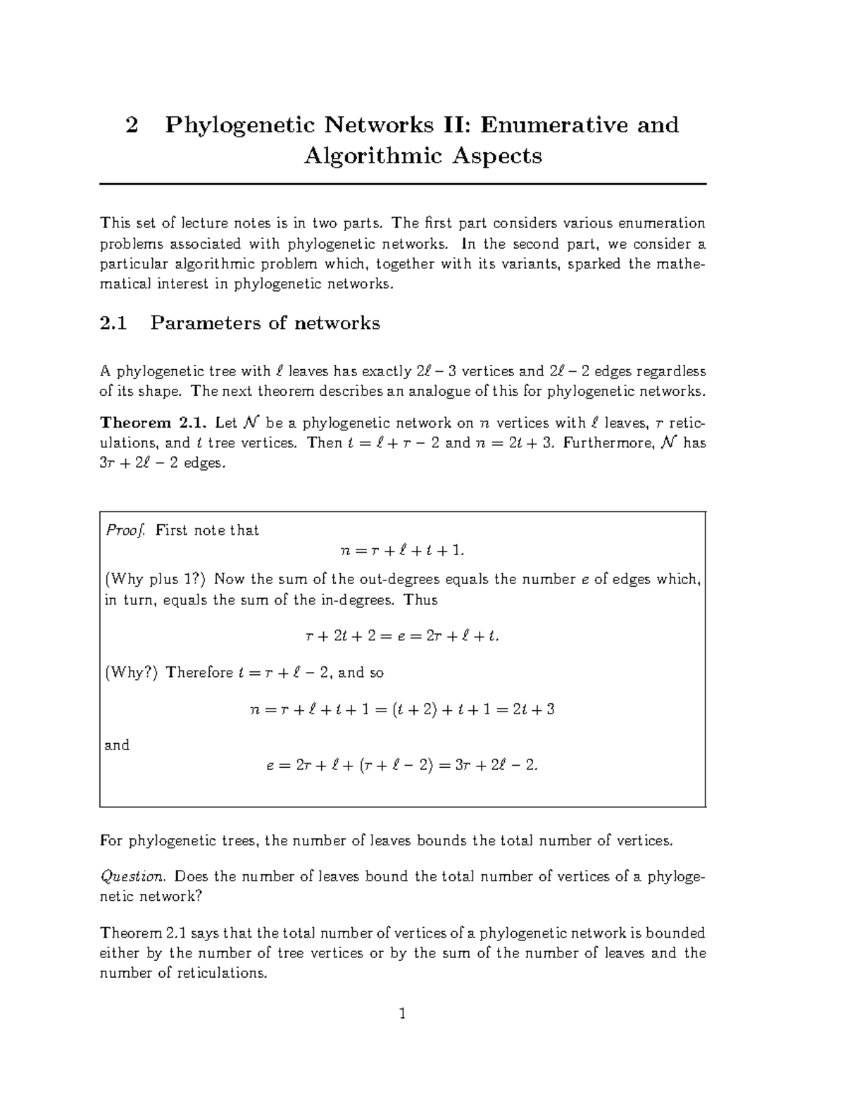 Lecture Two Applied Algorithms 2 Phylogenetic Networks Ii Enumerative And Algorithmic Aspects