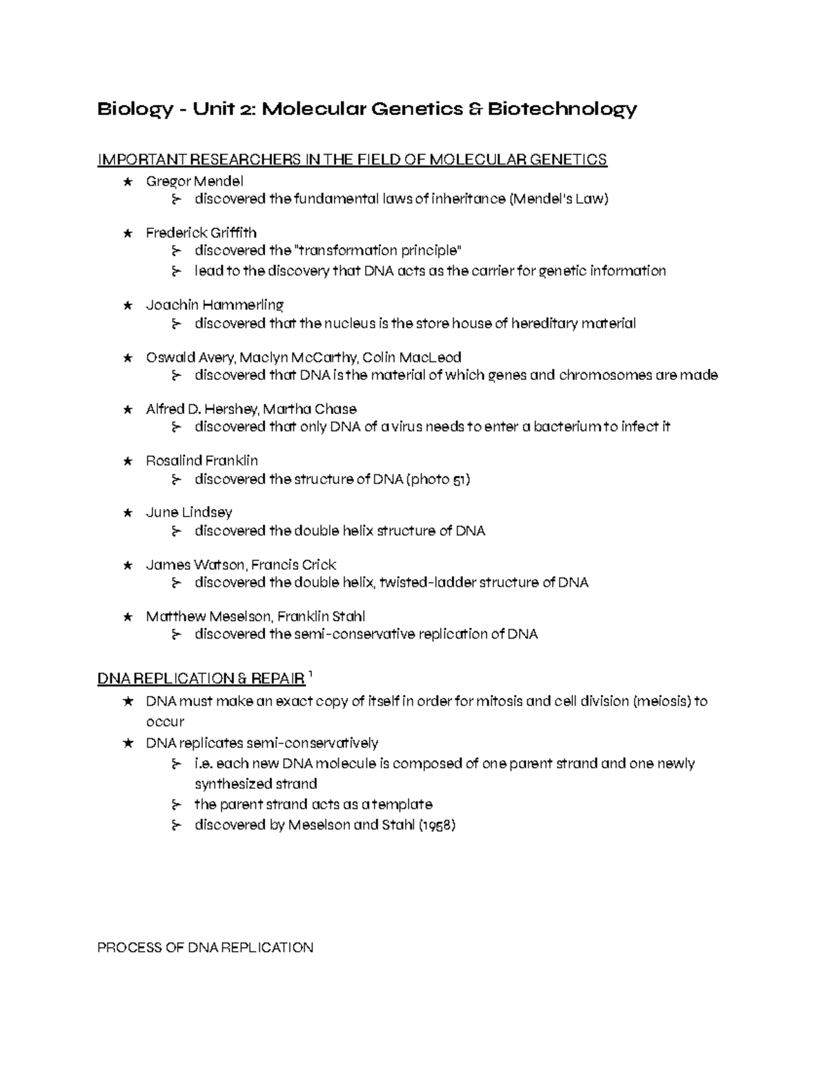 Sbi4u genetics - DNA replication & repair, protein synthesis, control ...