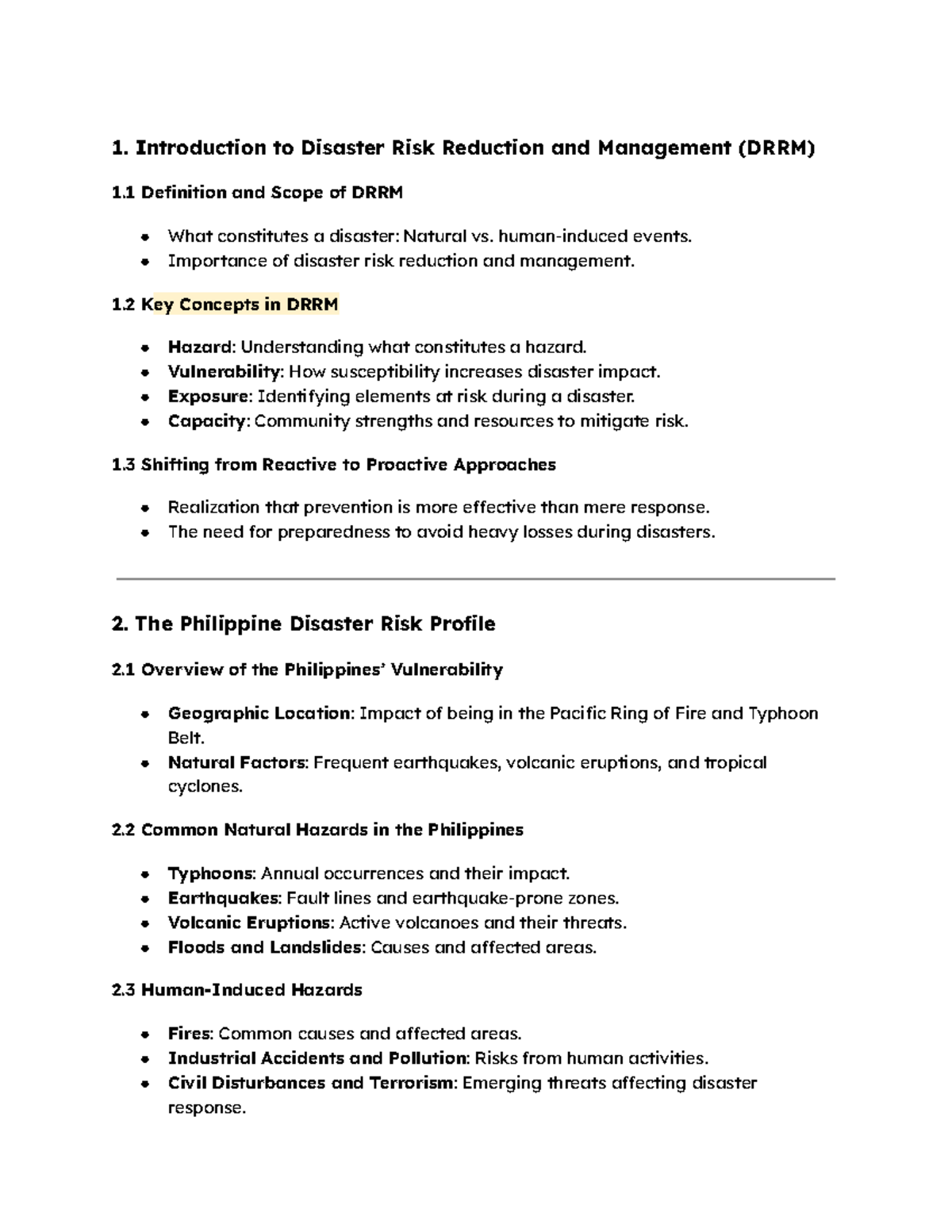 NSTP DRRM - topic and subtopics - 1. Introduction to Disaster Risk ...