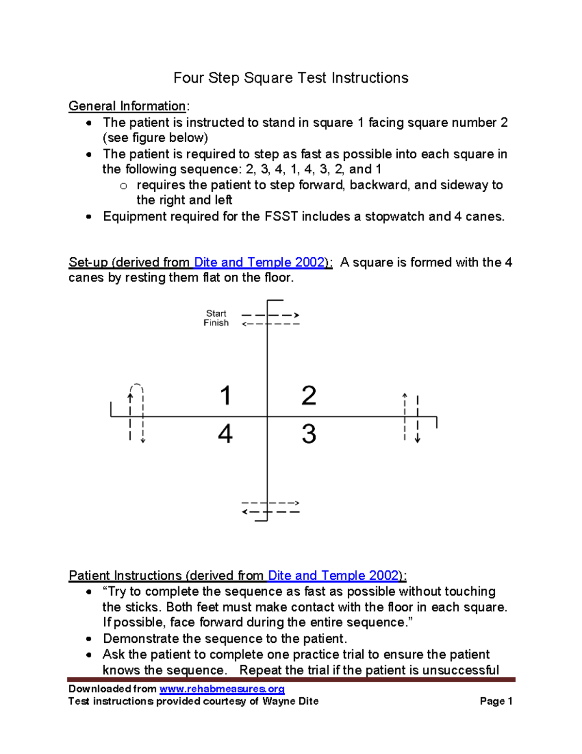 Four Step Square Test Instructions - Downloaded from rehabmeasures Four ...