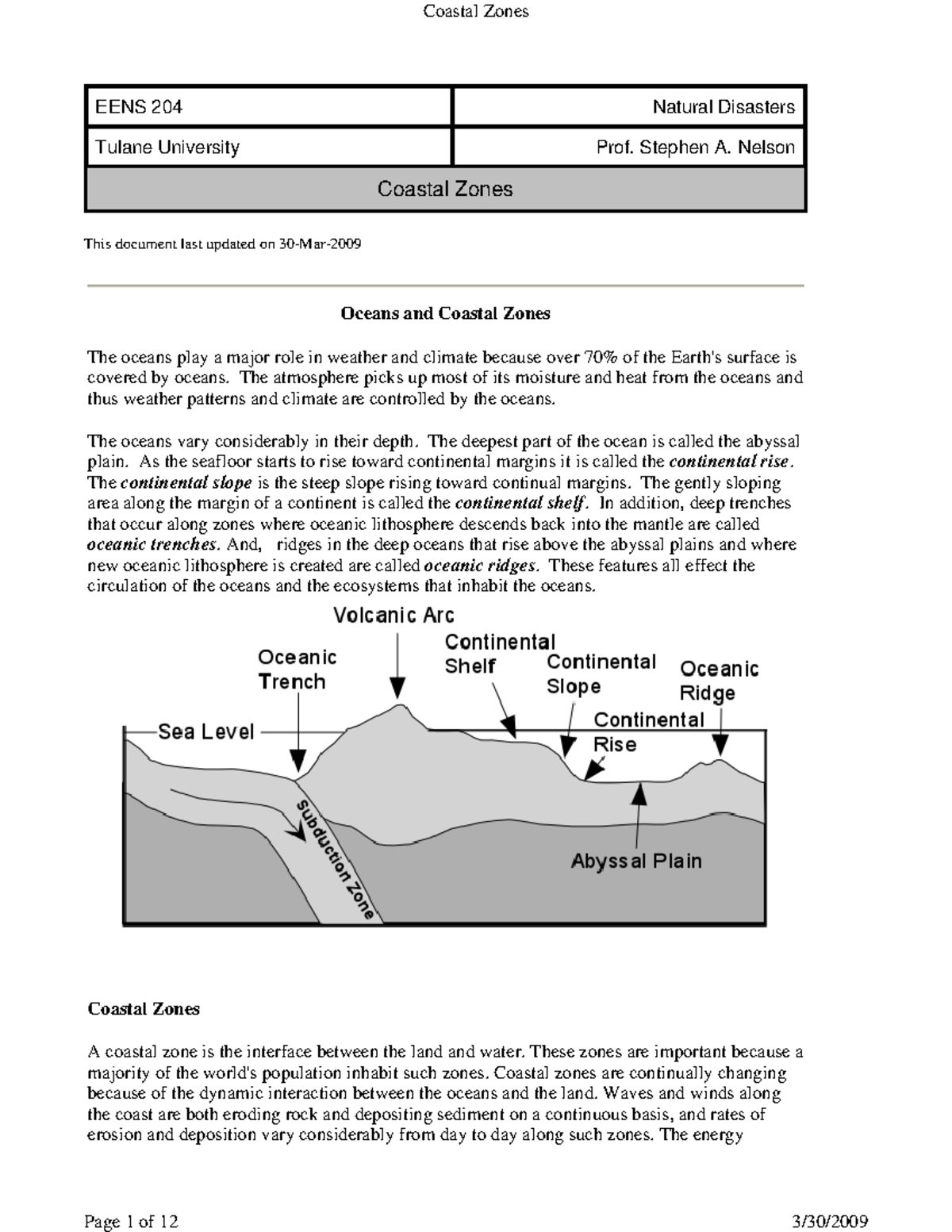 Coastal Zones - This document last updated on 30-Mar- EENS 204 Natural ...