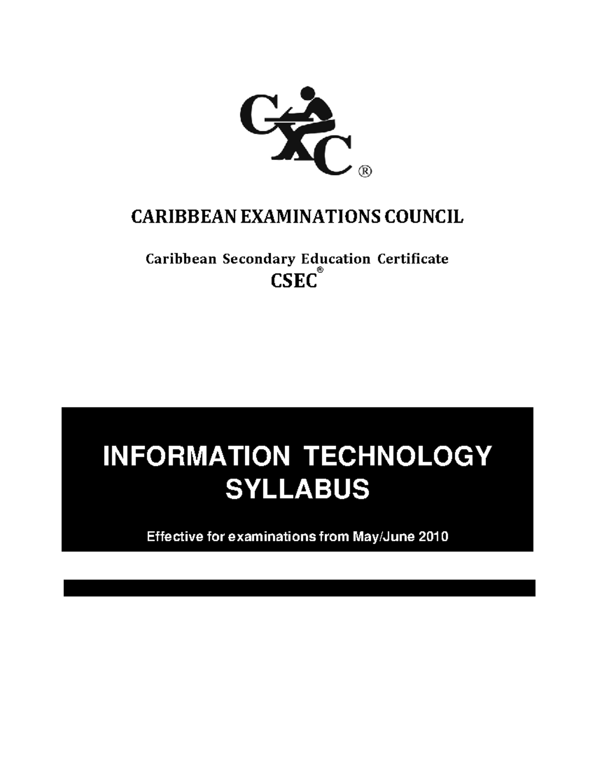 CSEC Information Technology - CARIBBEAN EXAMINATIONS COUNCIL Caribbean ...