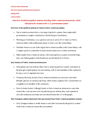 POS 110 Lecture Notes 2 The Presidency - POS 110: American National ...