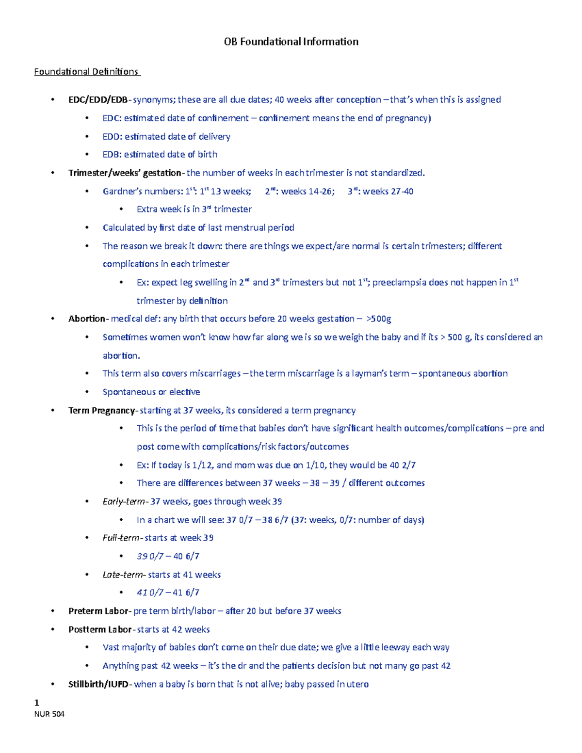 Unit 1: OB Terms - student - OB Foundational Information Foundational ...