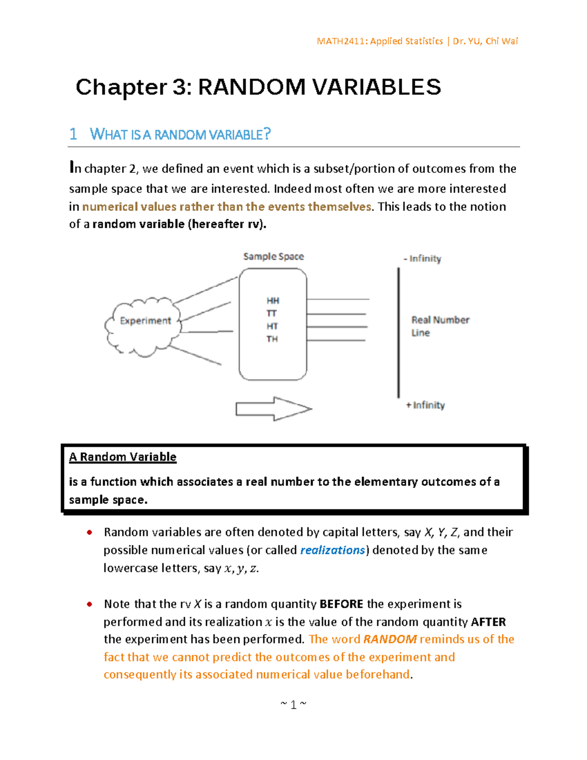 Chapter 3 - YU, Chi Wai - MATH2411: Applied Statistics Dr. YU, Chi Wai ...