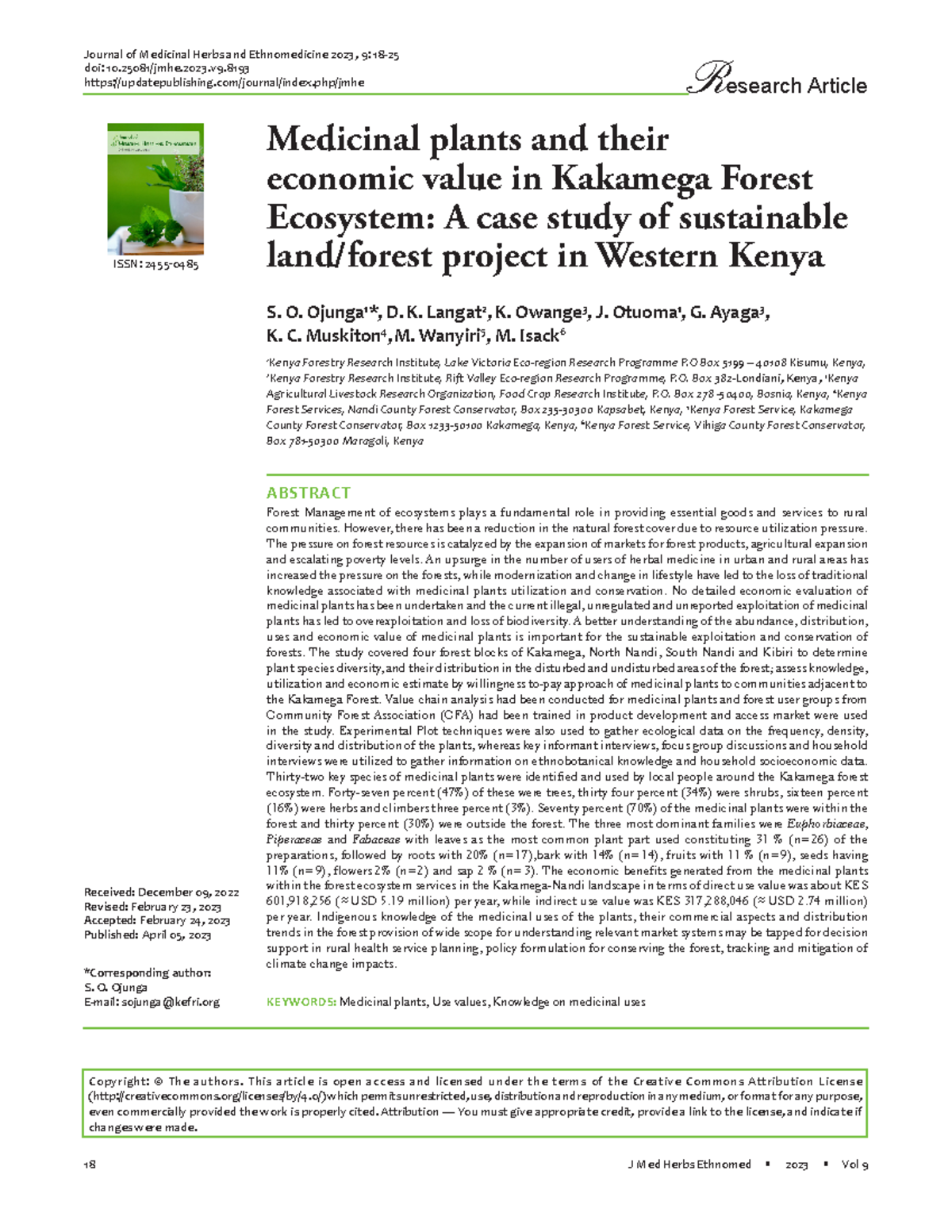 Ojunga et al 2023 JMHE 8193 R1 20230407 V1 - Journal of Medicinal Herbs ...