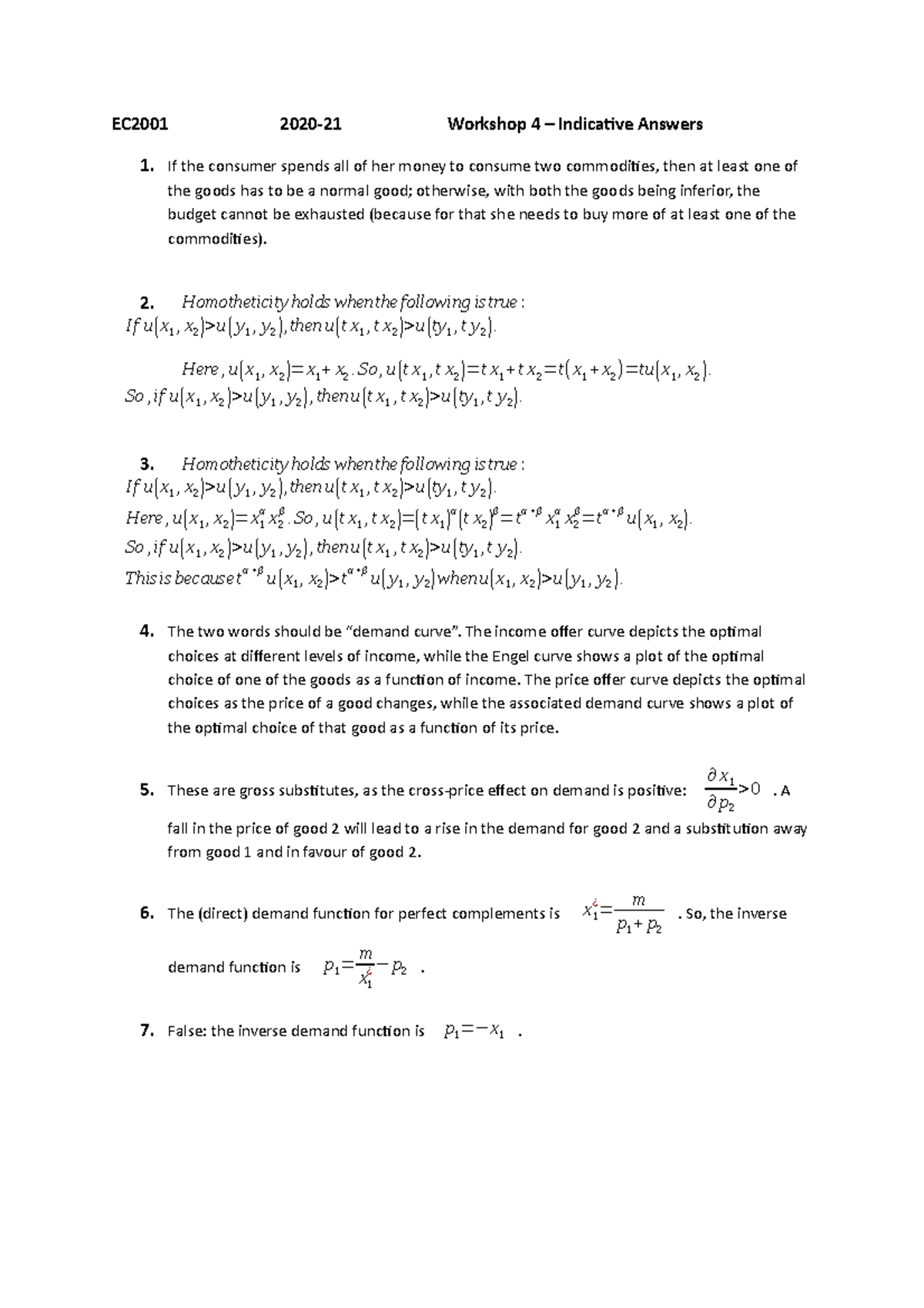 EC2001 Workshop 4 2020-21 Answers nb bkj jk bkjbjkbjkbkjbkj jk j kj n j ...