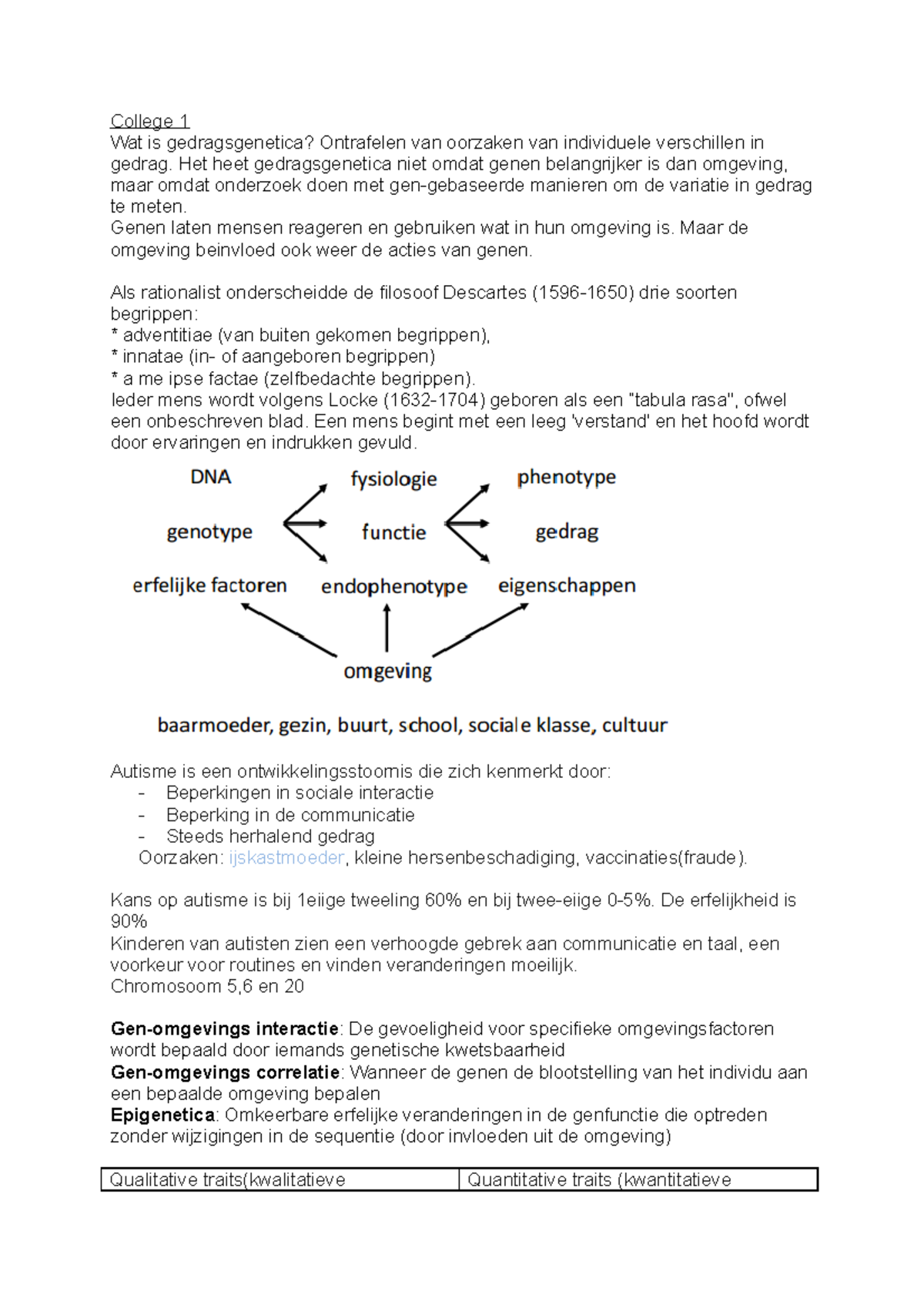 Werkgroep genen - werkcolleges opdrachten en uitwerkingen - College 1 ...