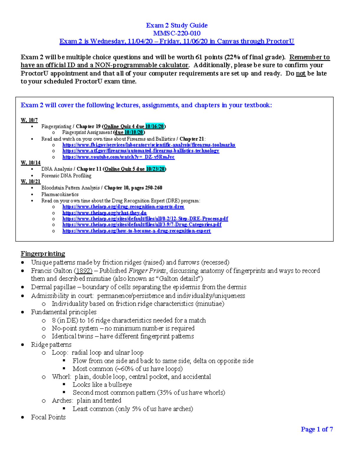 MMSC220F20smith SG 2 - Exam 2 Study Guide MMSC-220- Exam 2 is Wednesday ...